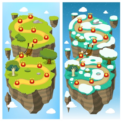 Game map with level rank indicators Royalty Free Vector