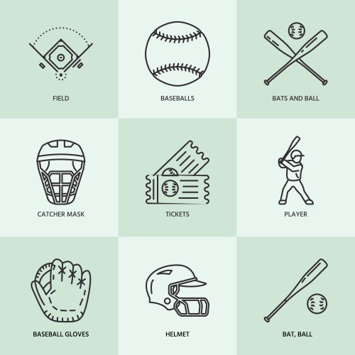 Baseball and Softball Icons Royalty Free Vector Image