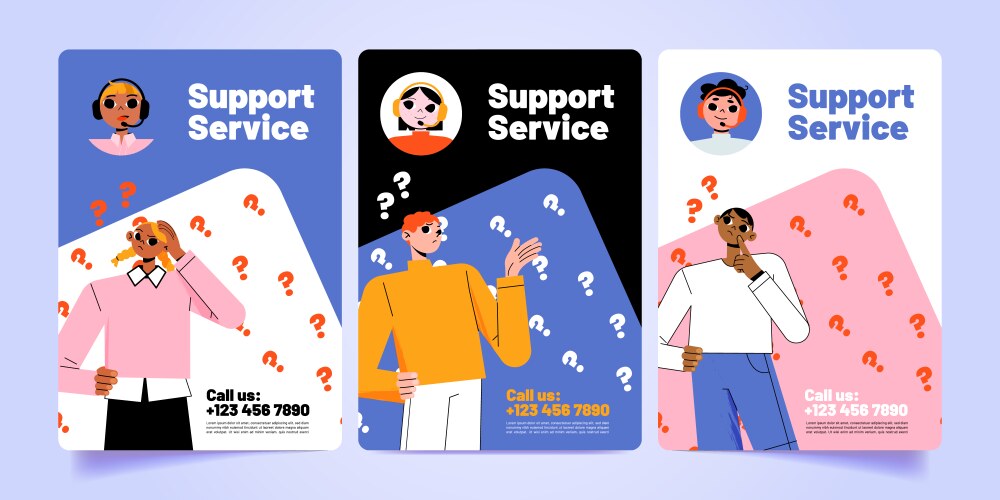 Support service concept with thin line icons Vector Image