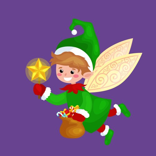 Christmas elves and sign Royalty Free Vector Image