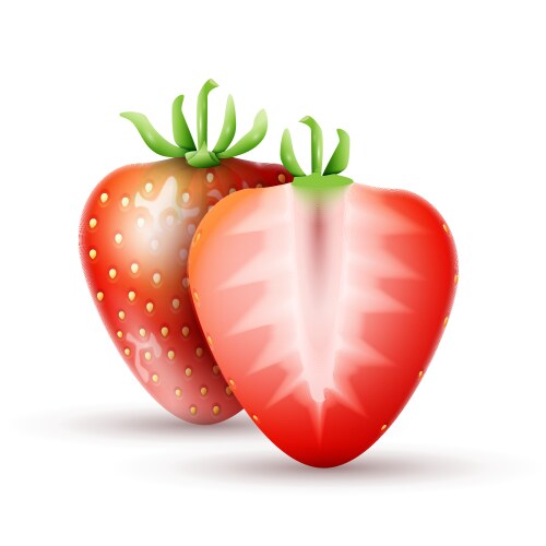 Strawberry icon in whole and half Royalty Free Vector Image