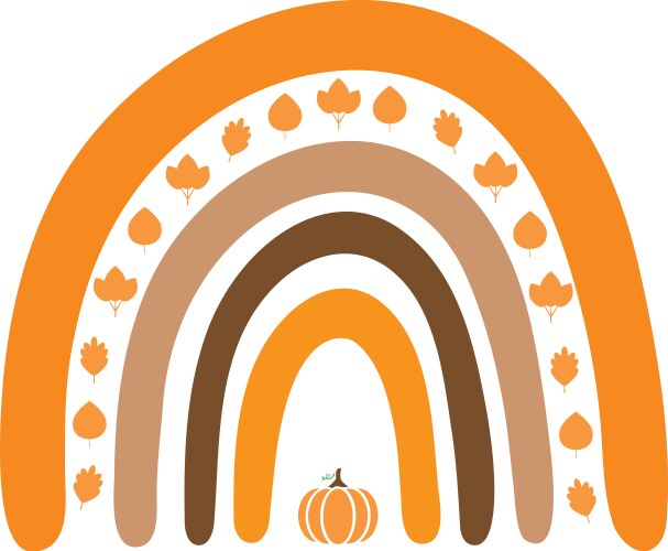 Autumn rainbow cute fall or thanksgiving clipart Vector Image