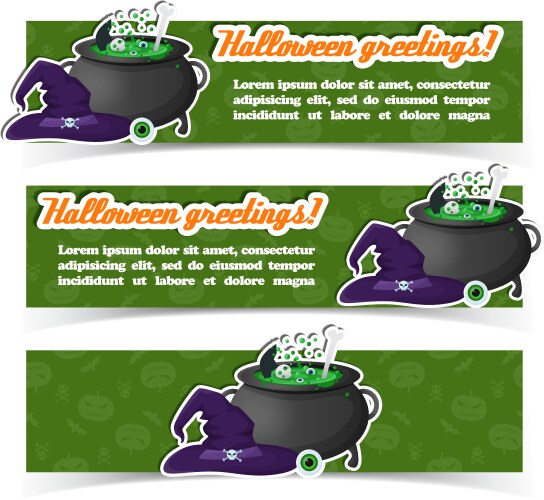 Halloween colorful horizontal banners Royalty Free Vector