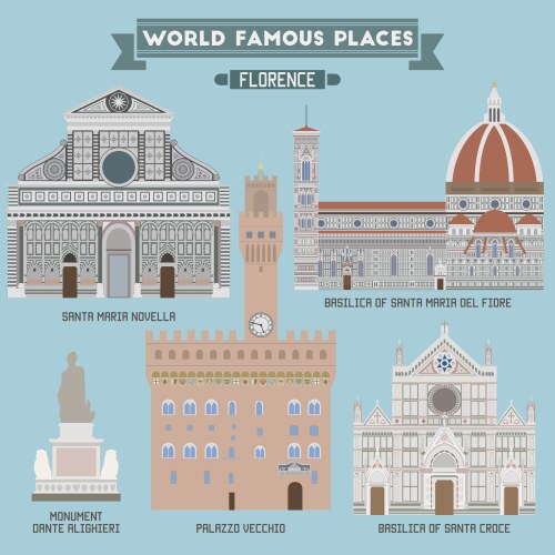 Palermo famous places Royalty Free Vector Image