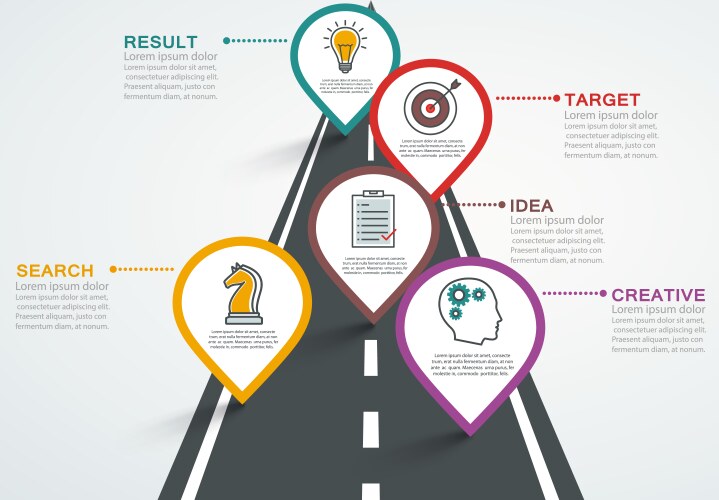 Colorful road infographic timeline with icons Vector Image