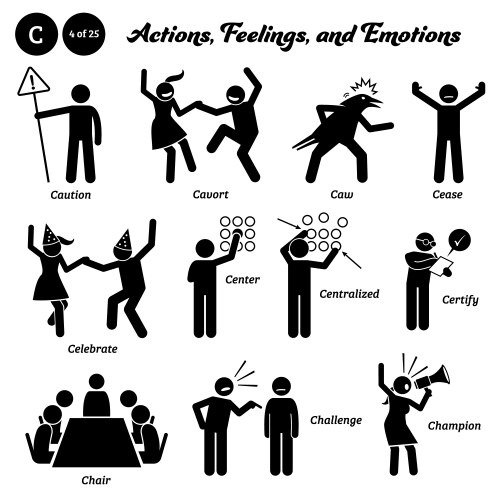 Stick figure man falling beware hazard warning Vector Image