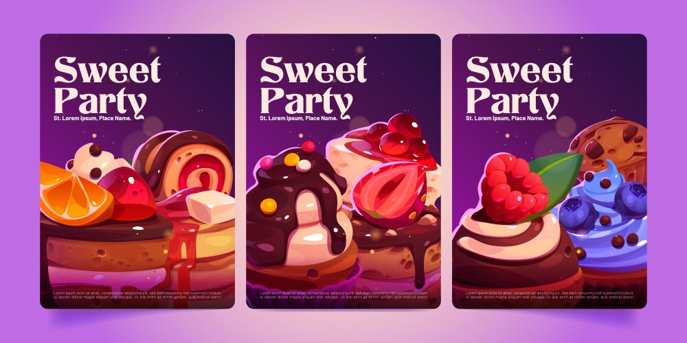 Sweet candy posters with chocolate caramel Vector Image