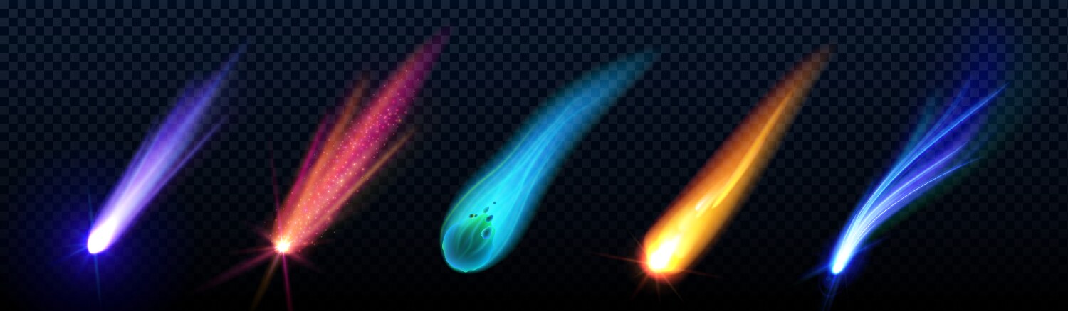 Falling and burning comet with light trail Vector Image