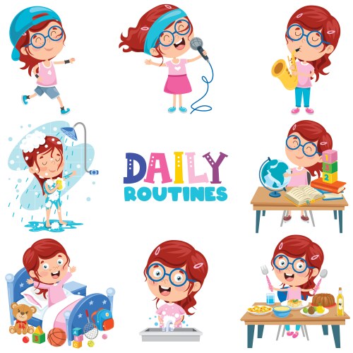 Kids daily routine activities Royalty Free Vector Image
