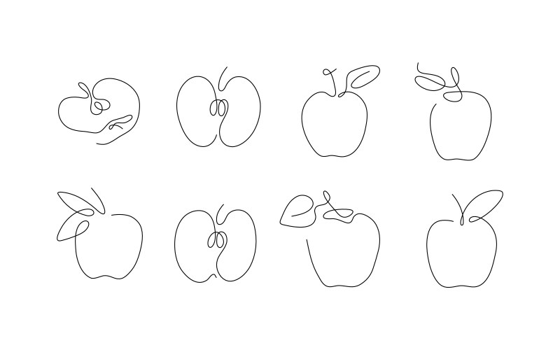 Line art apple Royalty Free Vector Image - VectorStock