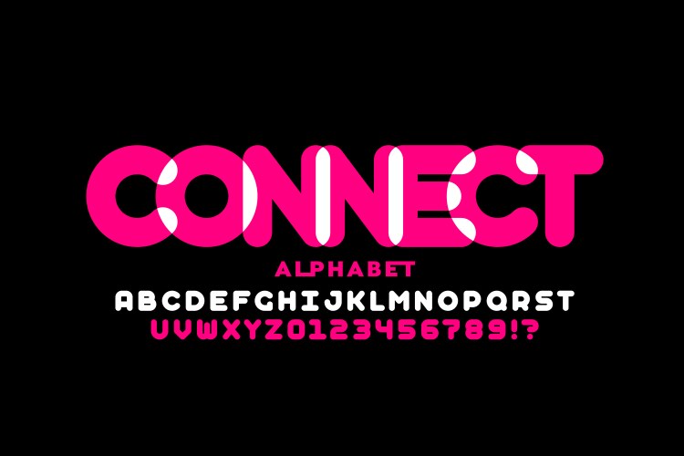 Connected letters style font design Royalty Free Vector