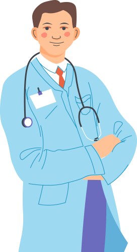 Cartoon doctor with stethoscope Royalty Free Vector Image