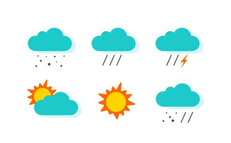 Cute cartoon weather icons forecast meteorology Vector Image