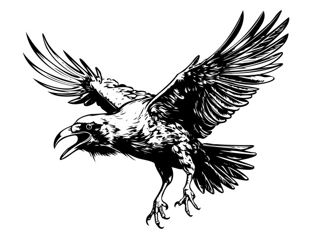 Raven crow hand drawn sketch Royalty Free Vector Image