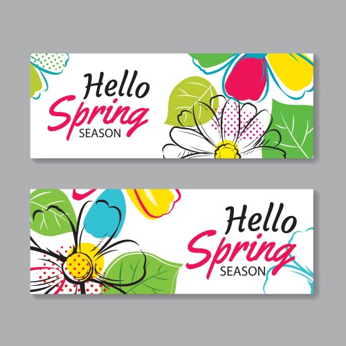 Hello spring season banner template background Vector Image
