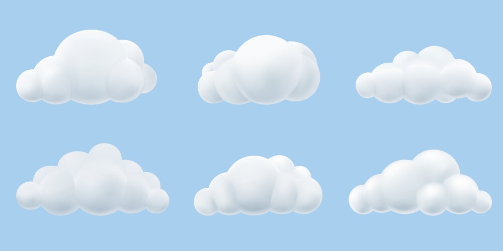 3d clouds set isolated on transparent background Vector Image