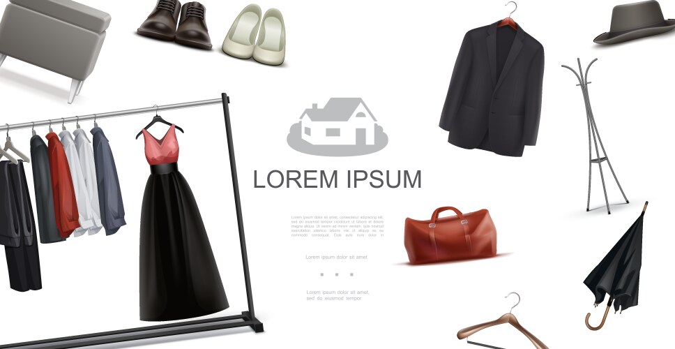 Realistic modern wardrobe elements template Vector Image