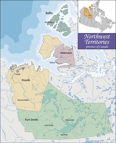 Simple outline map of northwest territories Vector Image