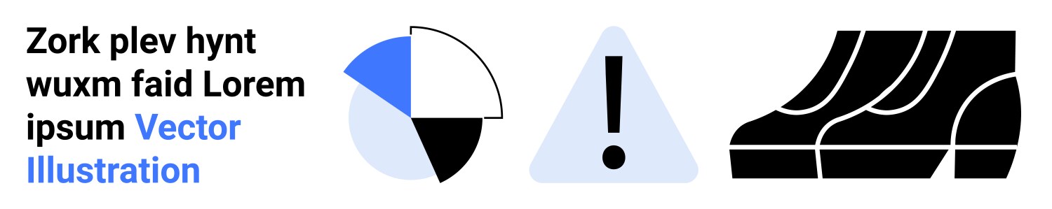 Warning sign and pie chart depict data analysis Vector Image