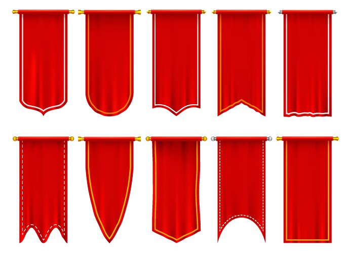 Red realistic pennant set empty triangle banners Vector Image