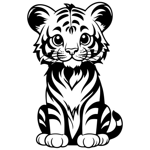 Drawing tiger realistic outline line Royalty Free Vector
