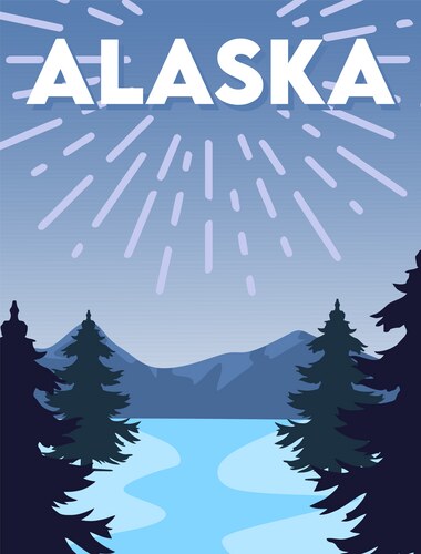 Alaska state with beautiful view Royalty Free Vector Image