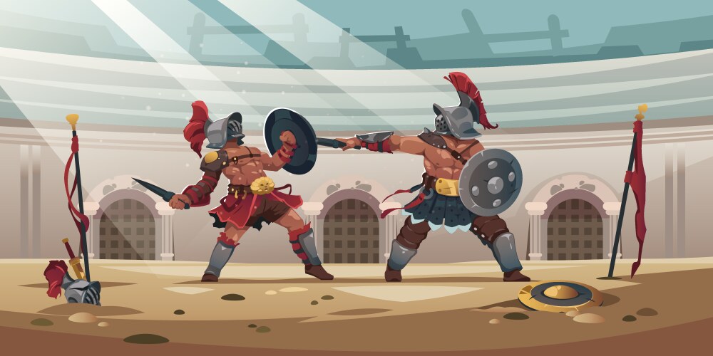 Gladiator characters cartoon ancient roman Vector Image