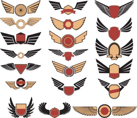 Emblem template with wings and crown design Vector Image