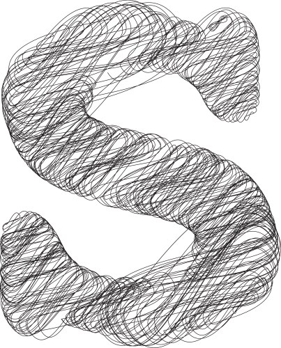 Art sketched fonts uppercase symbols letter s Vector Image