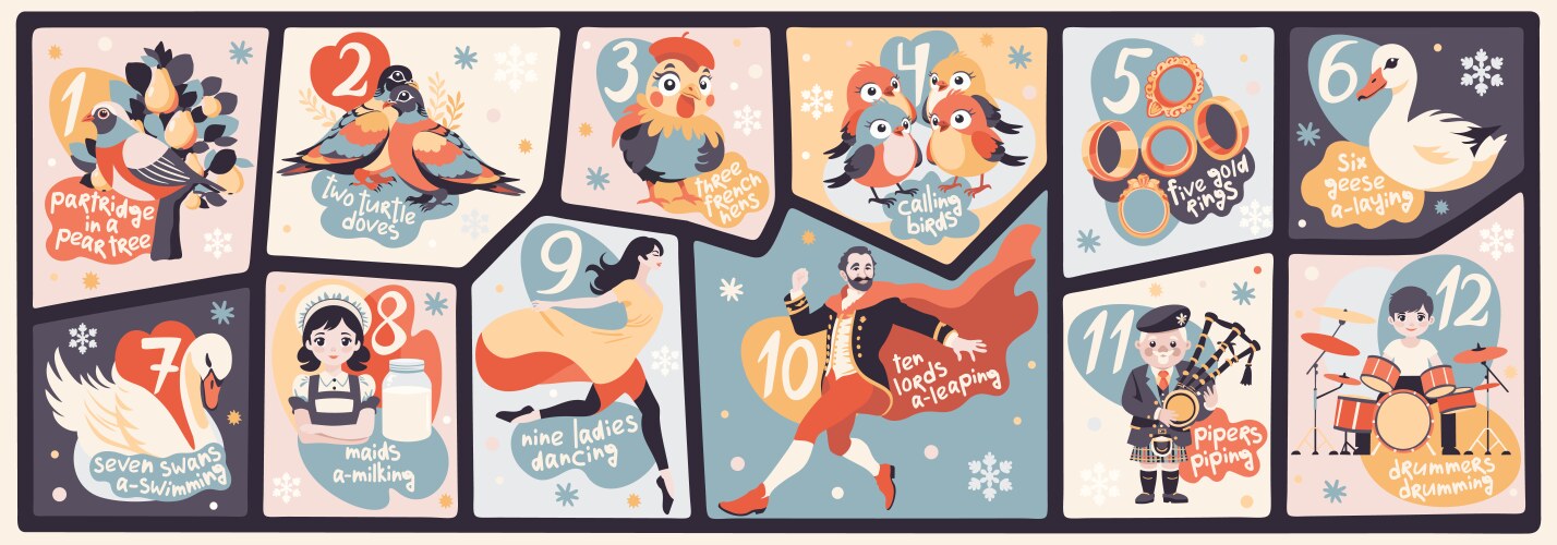 Twelve days of christmas collection images – Free Vector | VectorStock