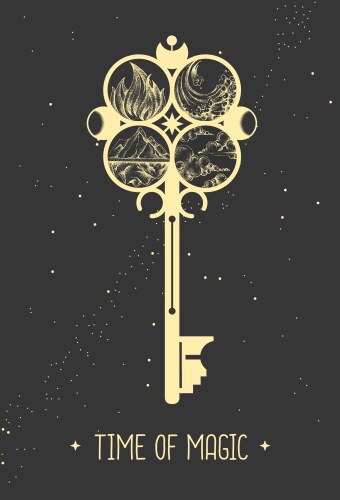 Modern magic witchcraft card with four elements Vector Image