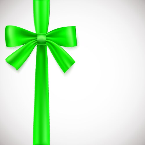 Realistic silk green gift ribbon satin bow Vector Image