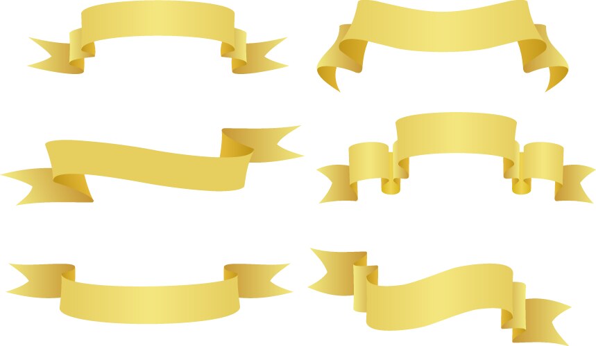 Vintage blue and gold ribbons set banner template Vector Image