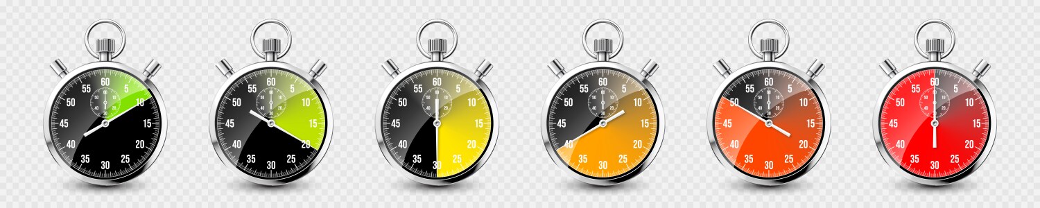 Realistic classic stopwatch shiny metal Royalty Free Vector