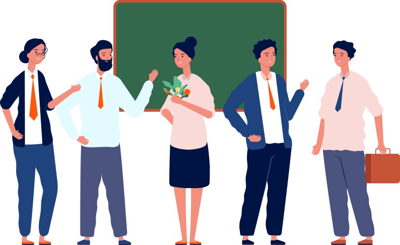 School children and teacher Royalty Free Vector Image