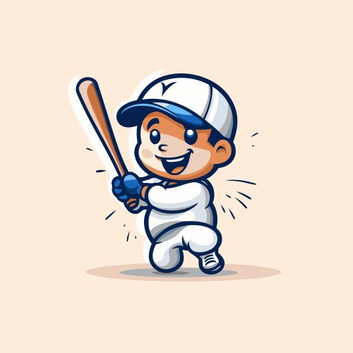Baseball Player Cartoon Mascot Character Design Vector Image