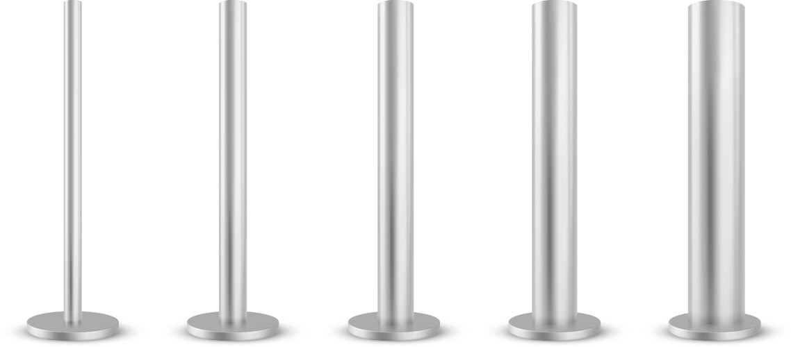 Metal poles set isolated on transparent background