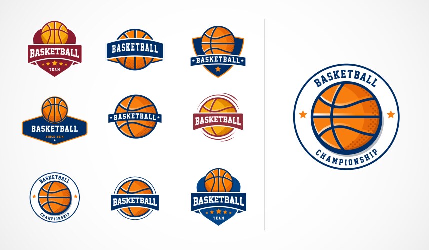 Set of basketball logos Royalty Free Vector Image
