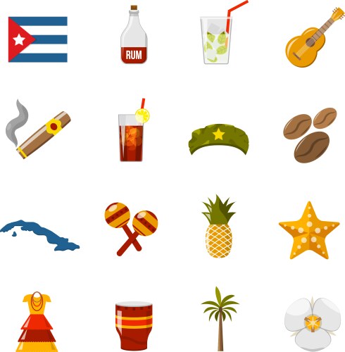 Collection of cuban icons Royalty Free Vector Image