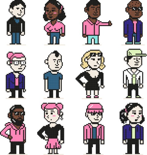 Pixel Art Human Vector Images (over 2,800)