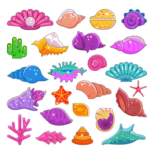 Sea shells square frame seashells border template Vector Image