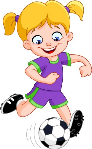 Girl cartoon practicing soccer Royalty Free Vector Image