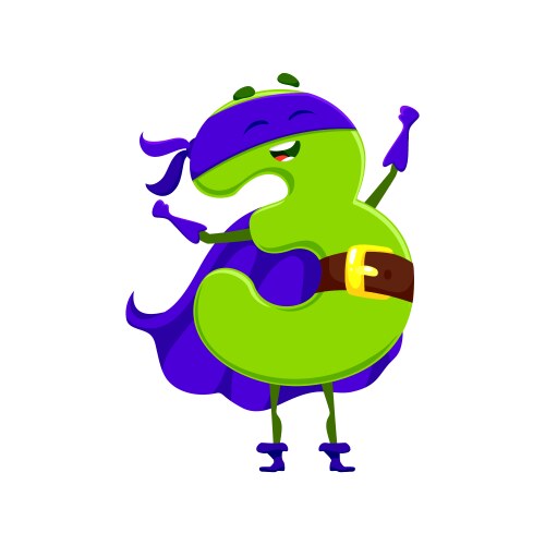 Cartoon number three character celebrates party Vector Image
