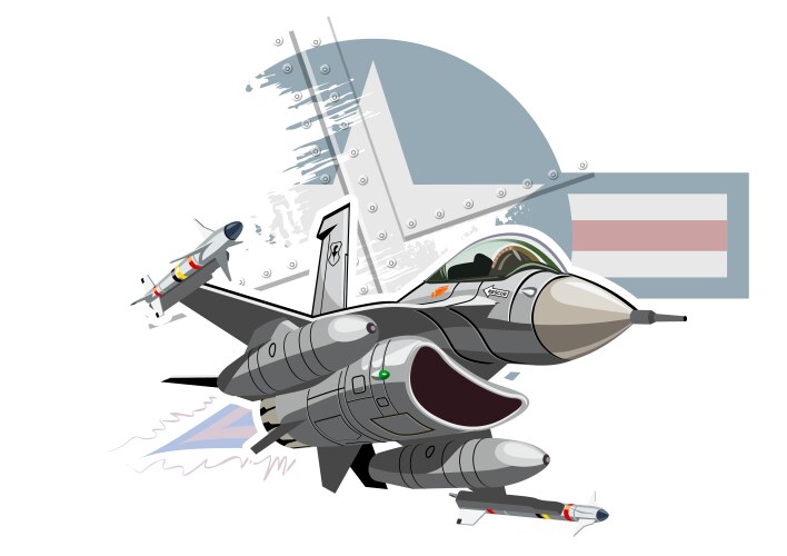 Cartoon military jet fighter plane isolated Vector Image
