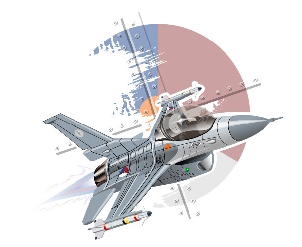 Cartoon military jet fighter plane isolated Vector Image