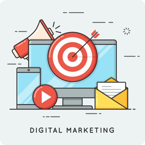 Digital marketing flat icons Royalty Free Vector Image
