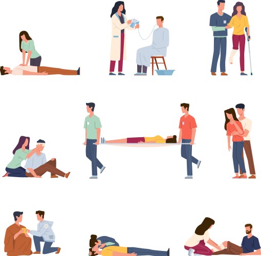 Emergency help first medical aid cpr training Vector Image