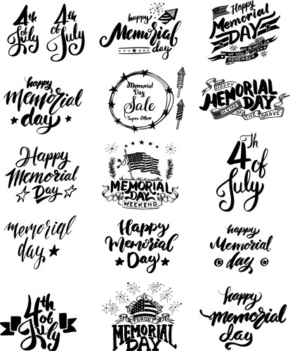 Happy memorial day lettering Royalty Free Vector Image