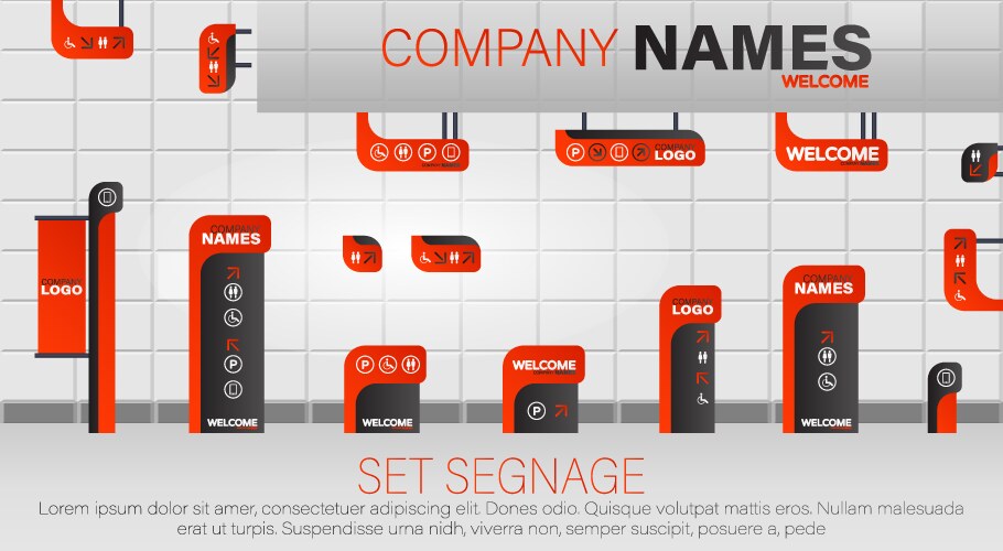 Exterior and interior signage concept direction Vector Image