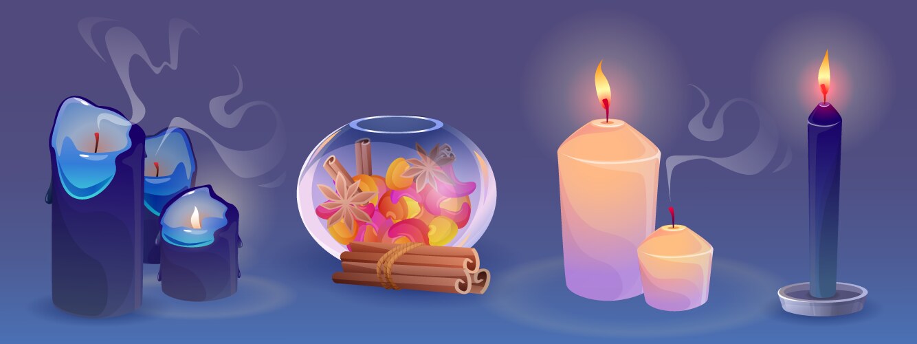 Red romantic aroma candles and scent diffuser Vector Image
